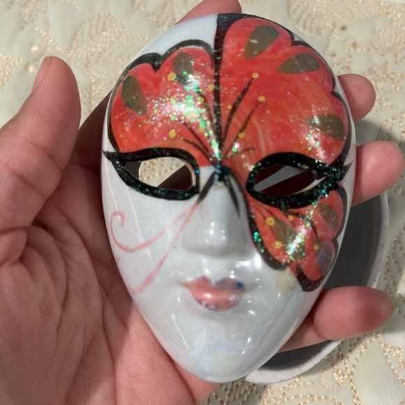 Accents | Vintage Ceramic Porcelain Face Mask Trinket Box | Poshmark